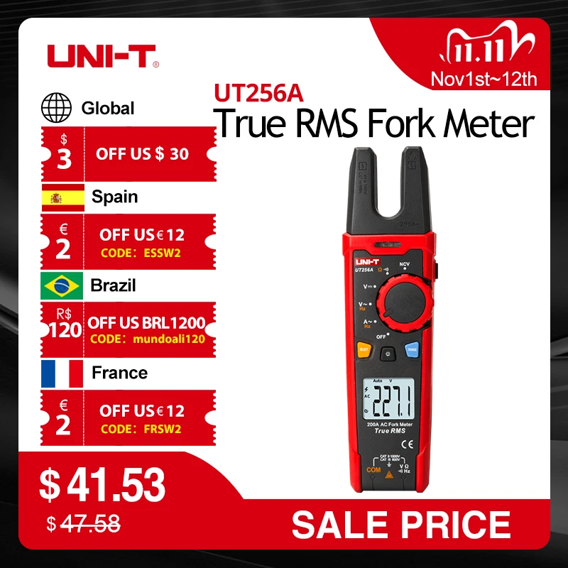 Uni-t Digital Clamp Meter Ut256a True Rms Ac Current Pliers Ammeter ...