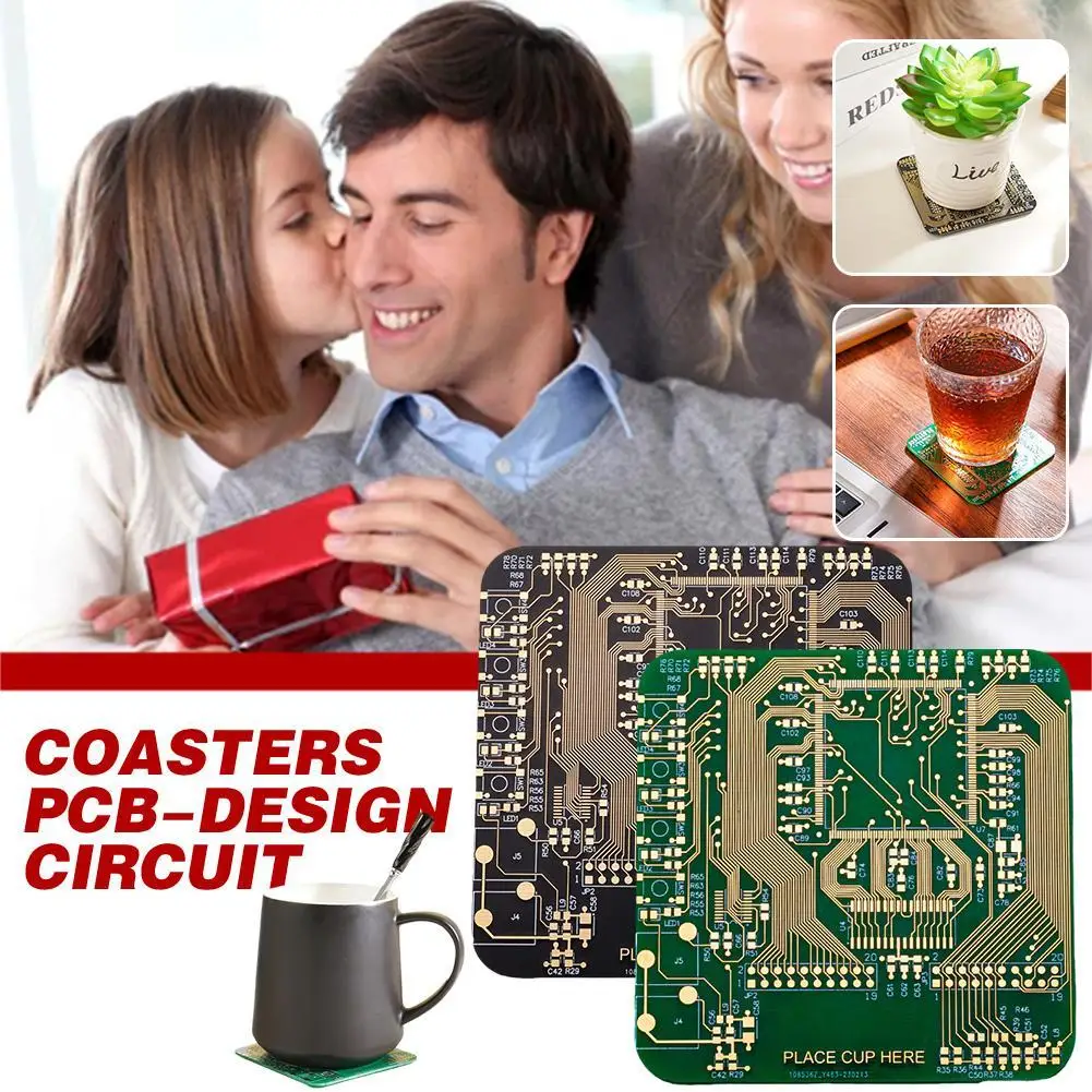 Coasters-PCB-Design-Gold-Circuit-Board-Drinks-Coasters-for-Coffee-Table ...
