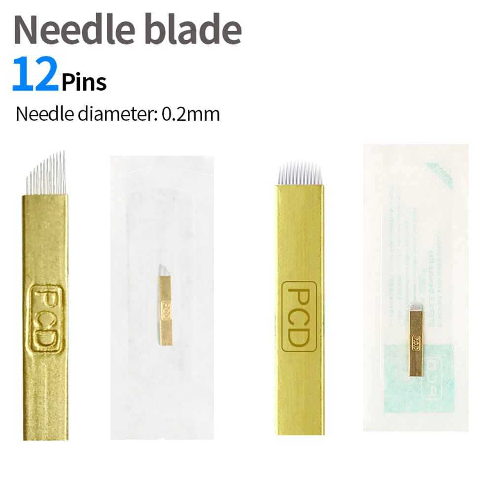 50 PCS 12U/12 Pin PCD Microblading Blades Permanent Makeup For 3D ...