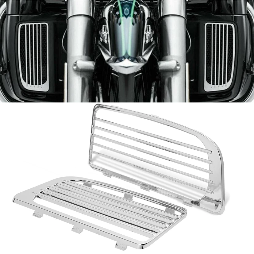 Motorcycle-Chrome-ABS-Radiator-Grill-Lower-Fairing-Cover-For-Harley-CVO ...
