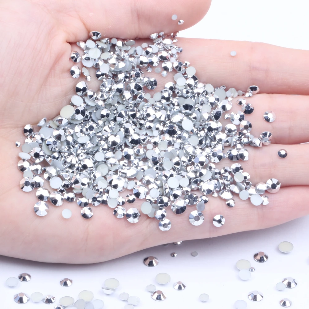 Silver Coating Resin Rhinestones 2-6mm Round Flatback Non Hotfix Glue ...