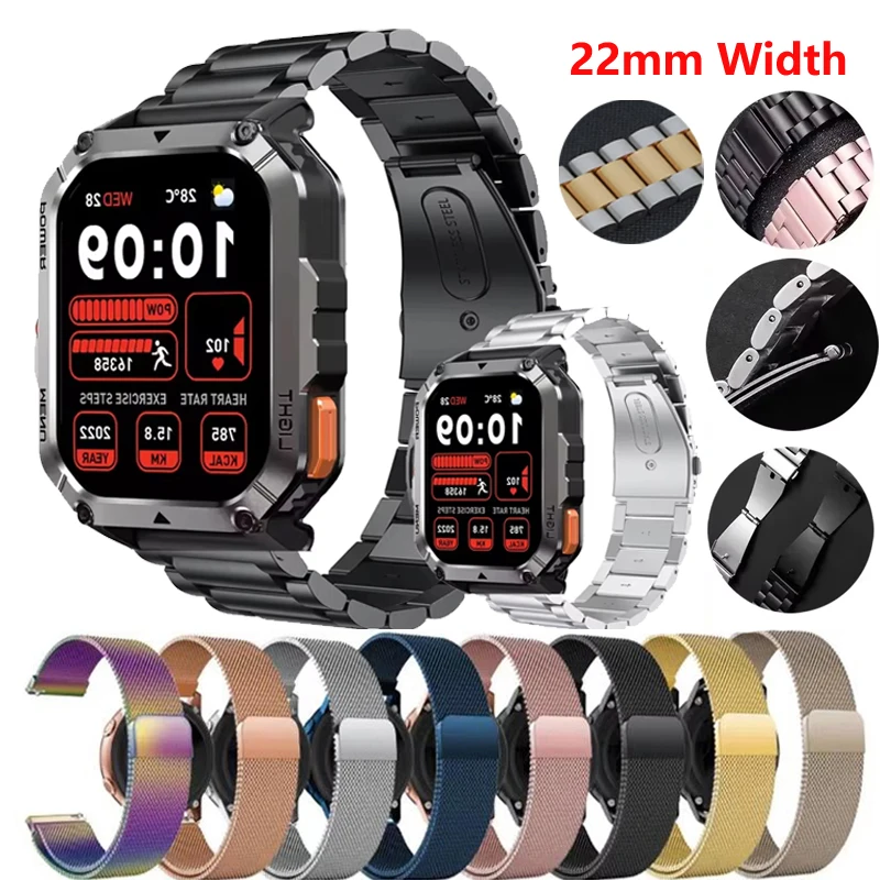 22mm Stainless Steel Strap For Blackview W70 Pro Smartwatch Milanese ...