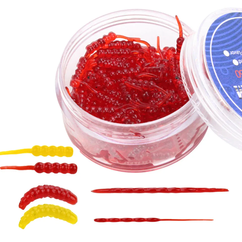 120pcs / box Soft Worm Maggots Bait 20mm Artificial Silicon Jig Shad ...