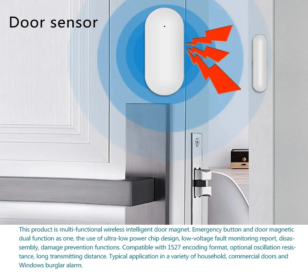 Window Door Sensor for 433MHz Home Security Alarm System Detect Door ...