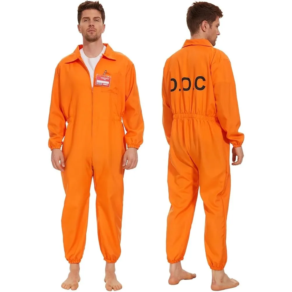 Men's Got Busted Penitentiary Costume Prisoner Jumpsuit Men Halloween ...