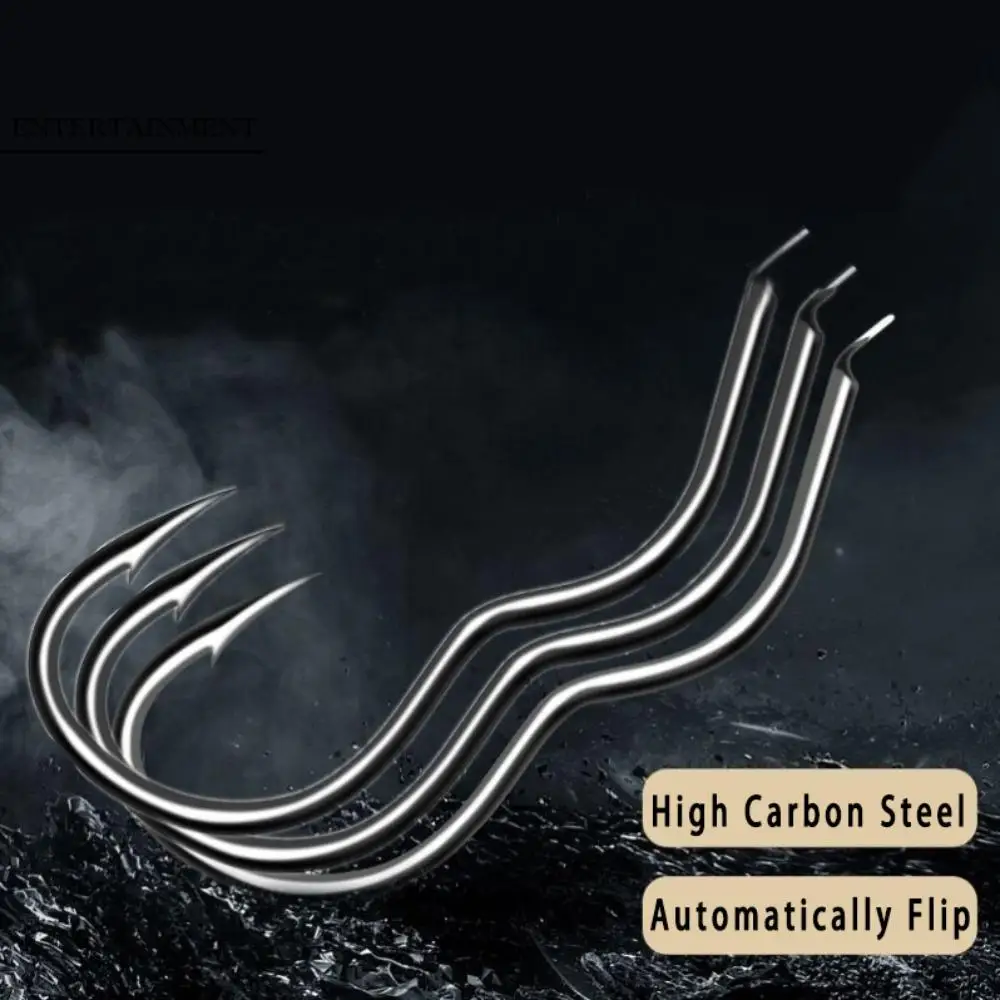 High-Carbon-Steel-Barbed-Fishing-Hook-Sharp-Barbed-Automatic-Flip-12Pcs ...