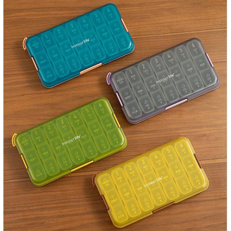 Sealed Portable Pill Box Morning, Midday And Evening Pills Tablet ...