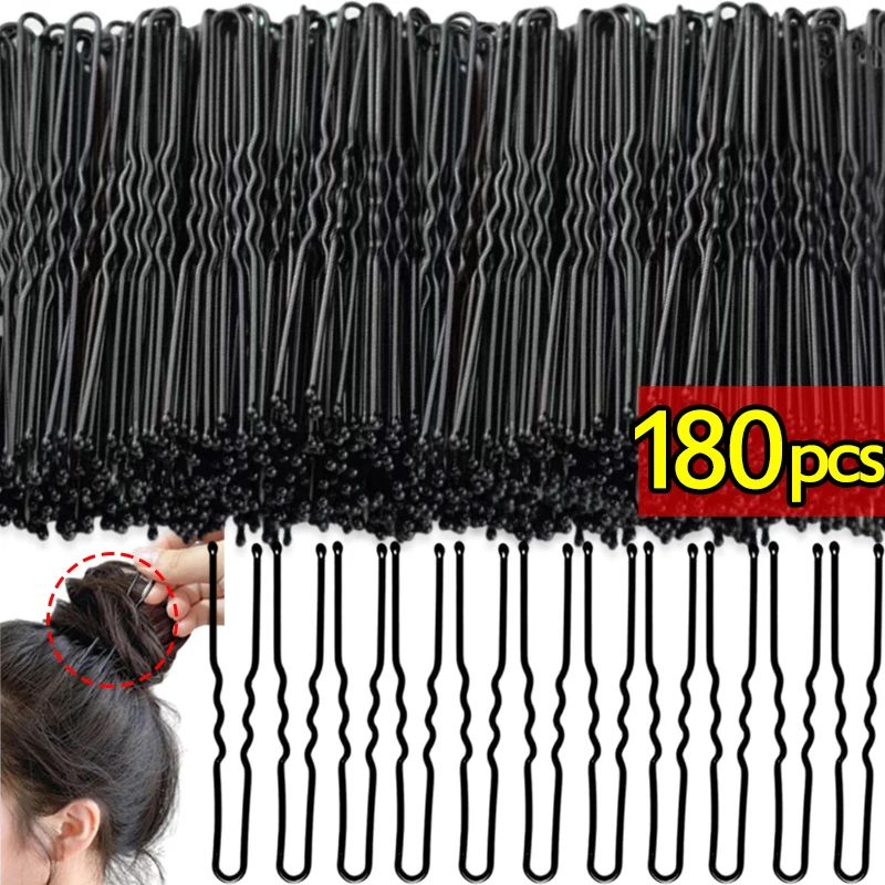 Black Hair Clips U-Shaped Bobby Pin Women Invisible Wavy Hairpin ...