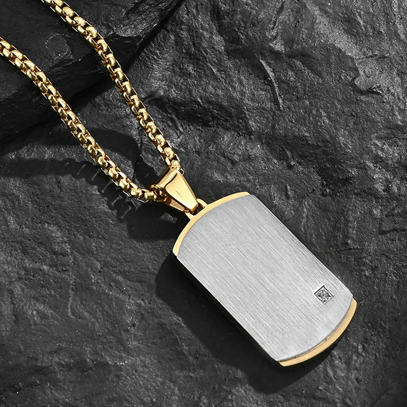 Trendy Men Dog Tag Pendant Necklace Military Stainless Steel Hiphop ...