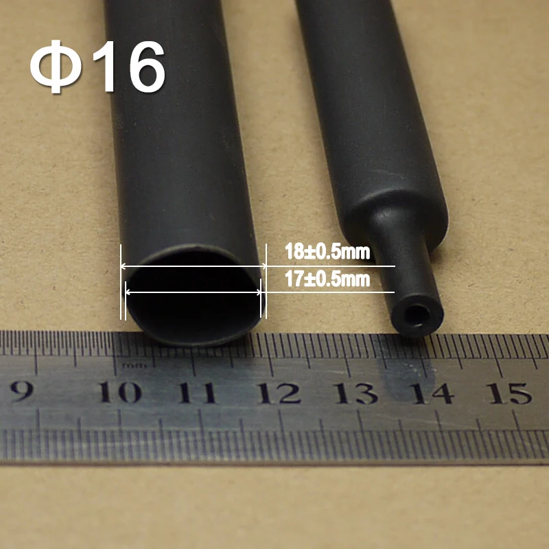 BOM-50M-a-roll-Diameter-16mm-Black-Heat-Shrink-Tube-with-Glue-Adhesive ...