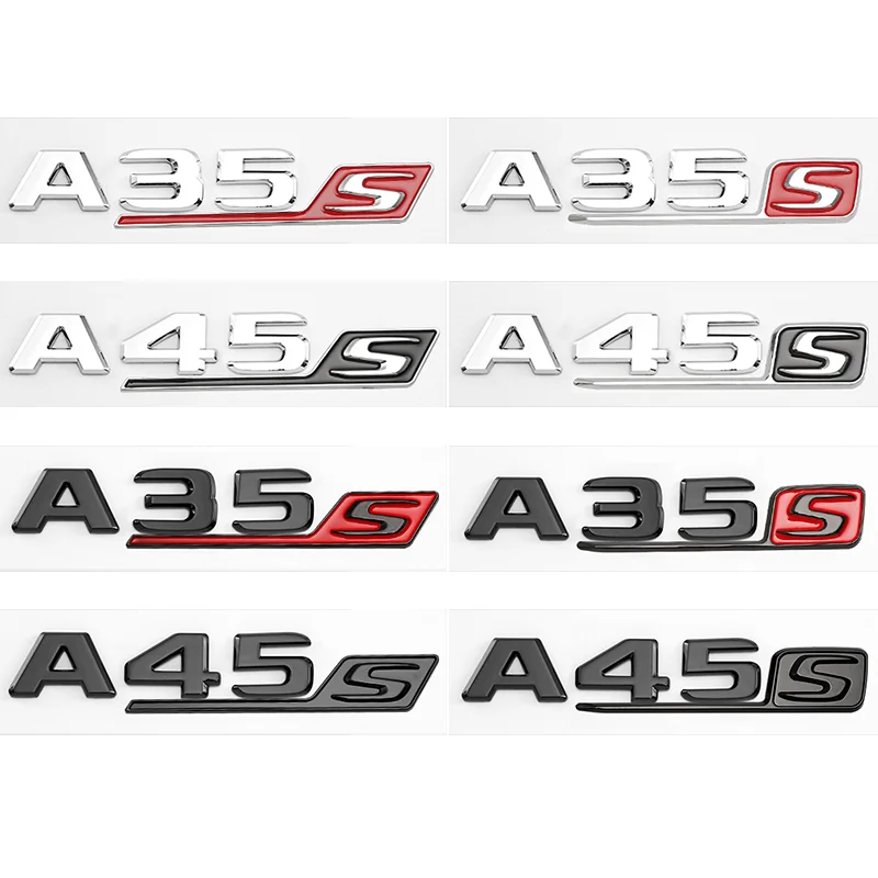3d-ABS-Chrome-Black-Logo-A35S-A45S-Emblem-Letters-Badge-Car-Sticker-For ...