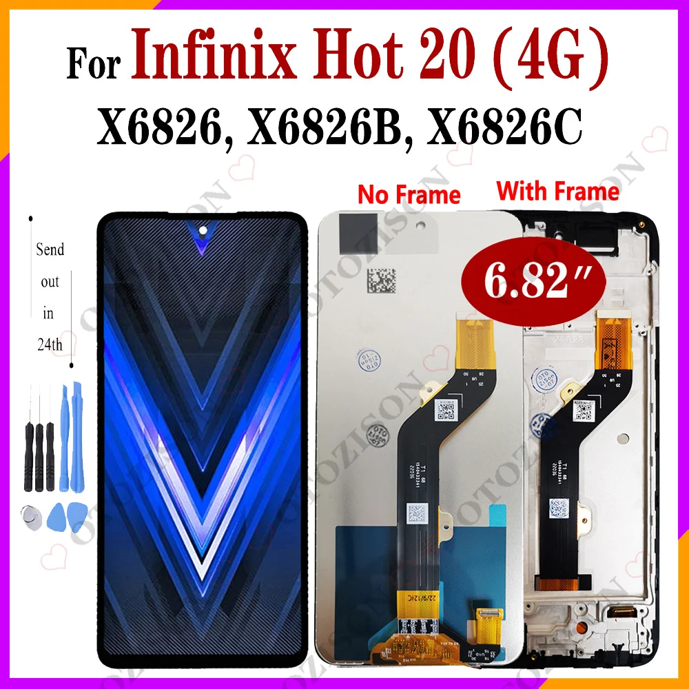 6.82" LCD With Frame For Infinix Hot 20 4G X6826 X6826B X6826C Display ...