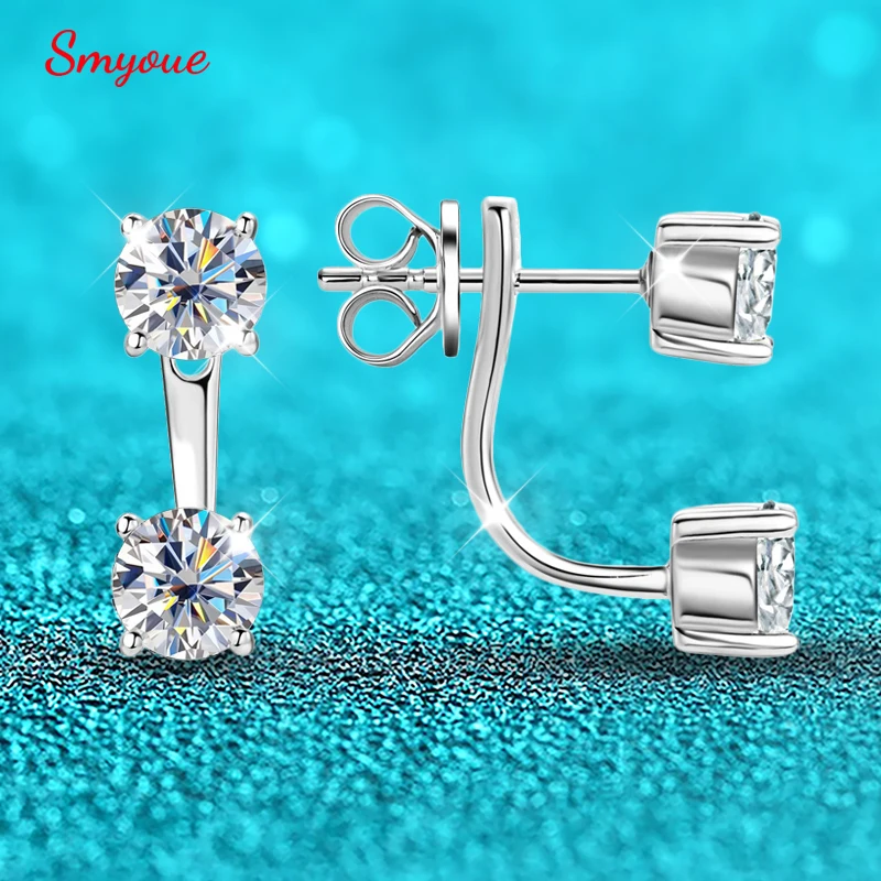 Smyoue 2CTTW 5MM Full Moissanite Stud Earrings for Women Sparkling D ...