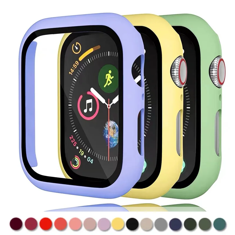 Tempered-Glass-cover-For-Apple-Watch-Case-series-9-8-7-41mm-45mm-42mm ...