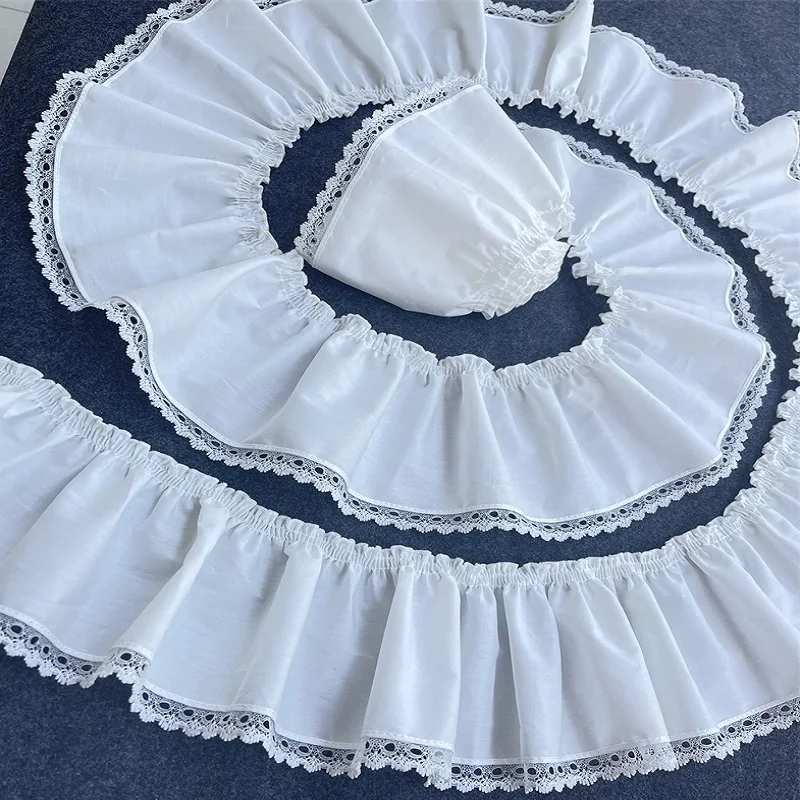 Wit-Katoenen-Kanten-Geplooide-Ruches-Rand-Holle-Borduurwerk-Guipure-3d-Kant-Stof-Lint-Rokken ...