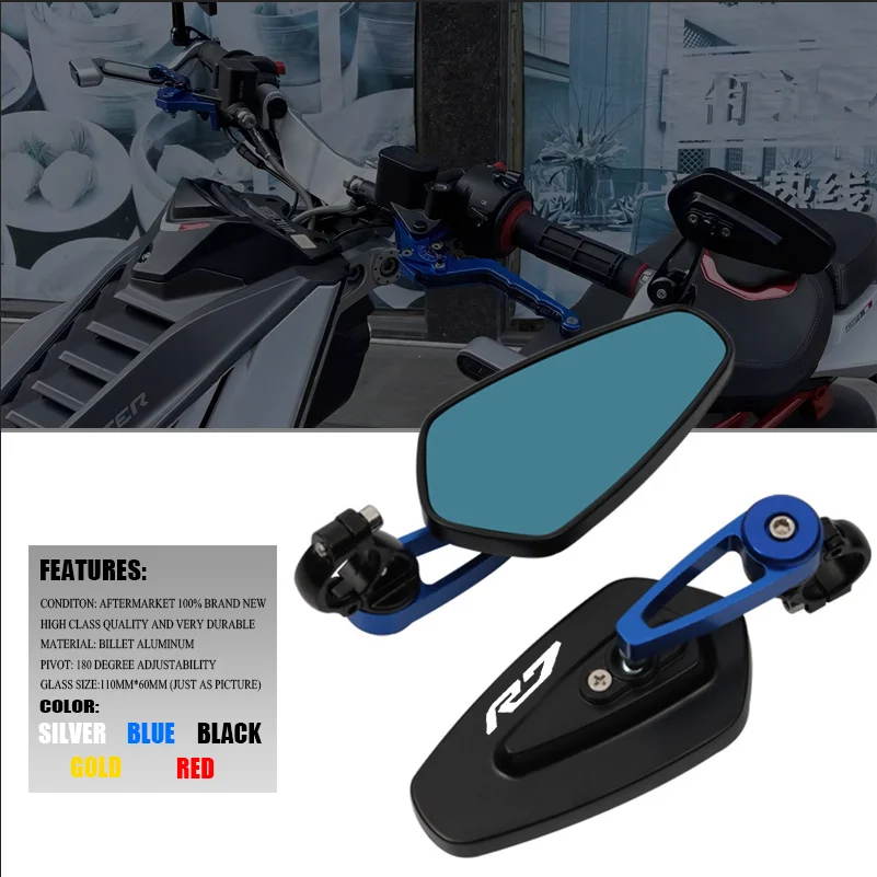 Motorcycle 22mm 7/8"Aluminum Alloy Bar Grips End Rearview Side Mirrors ...