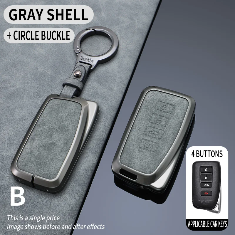 Car-Zinc-Alloy-Leather-Key-Case-Holder-Cover-Chain-For-Lexus-NX-GS-RX ...