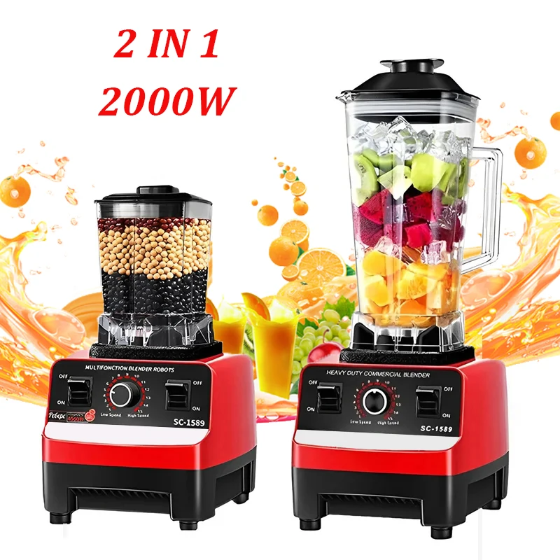 2 in 1 Electric Blender 2000W High Power Heavy Duty Commercial Blender ...