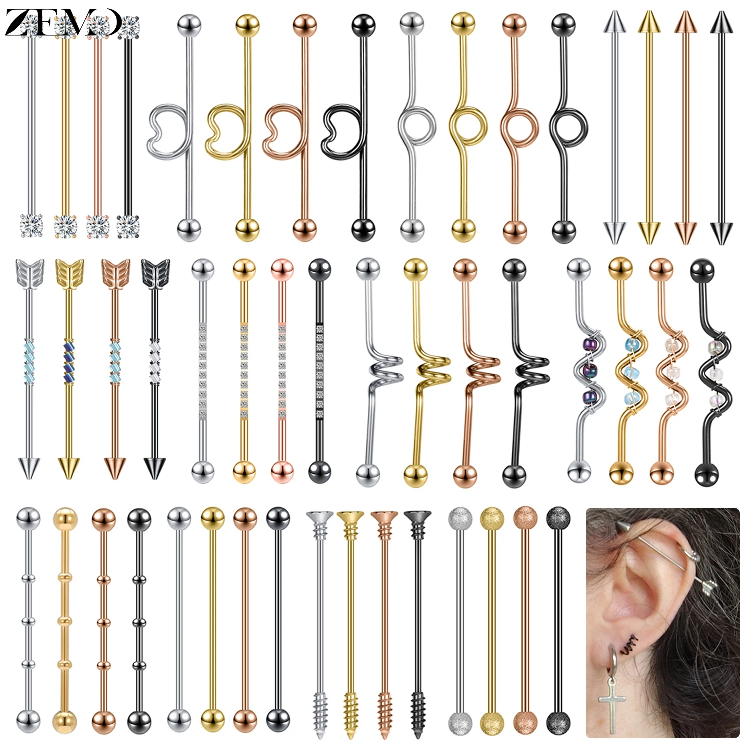 ZEMO-pendientes largos de acero inoxidable para hombre y mujer ...