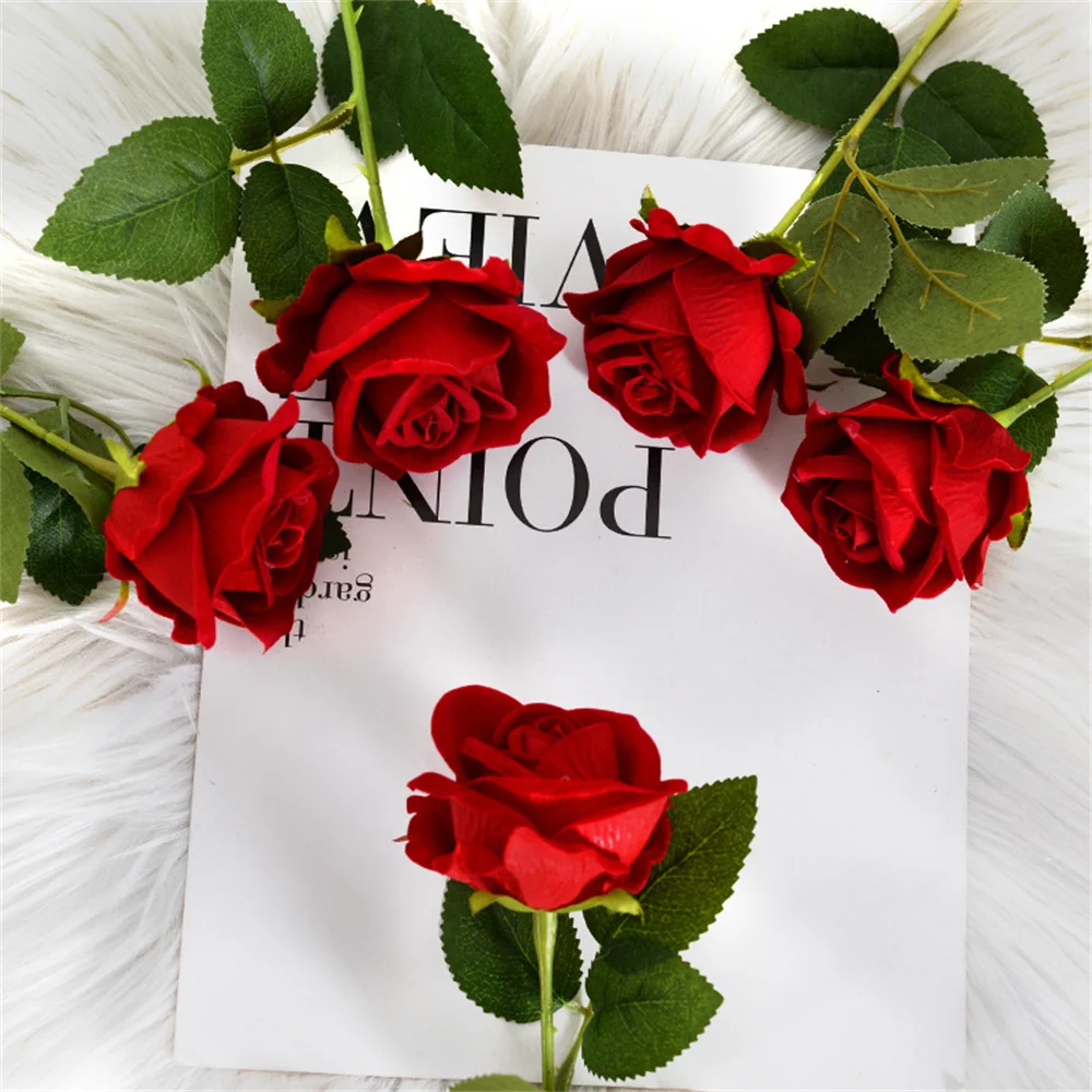 Bouquet-de-roses-artificielles-en-soie-rouge-fausse-fleur-pour-mariage ...