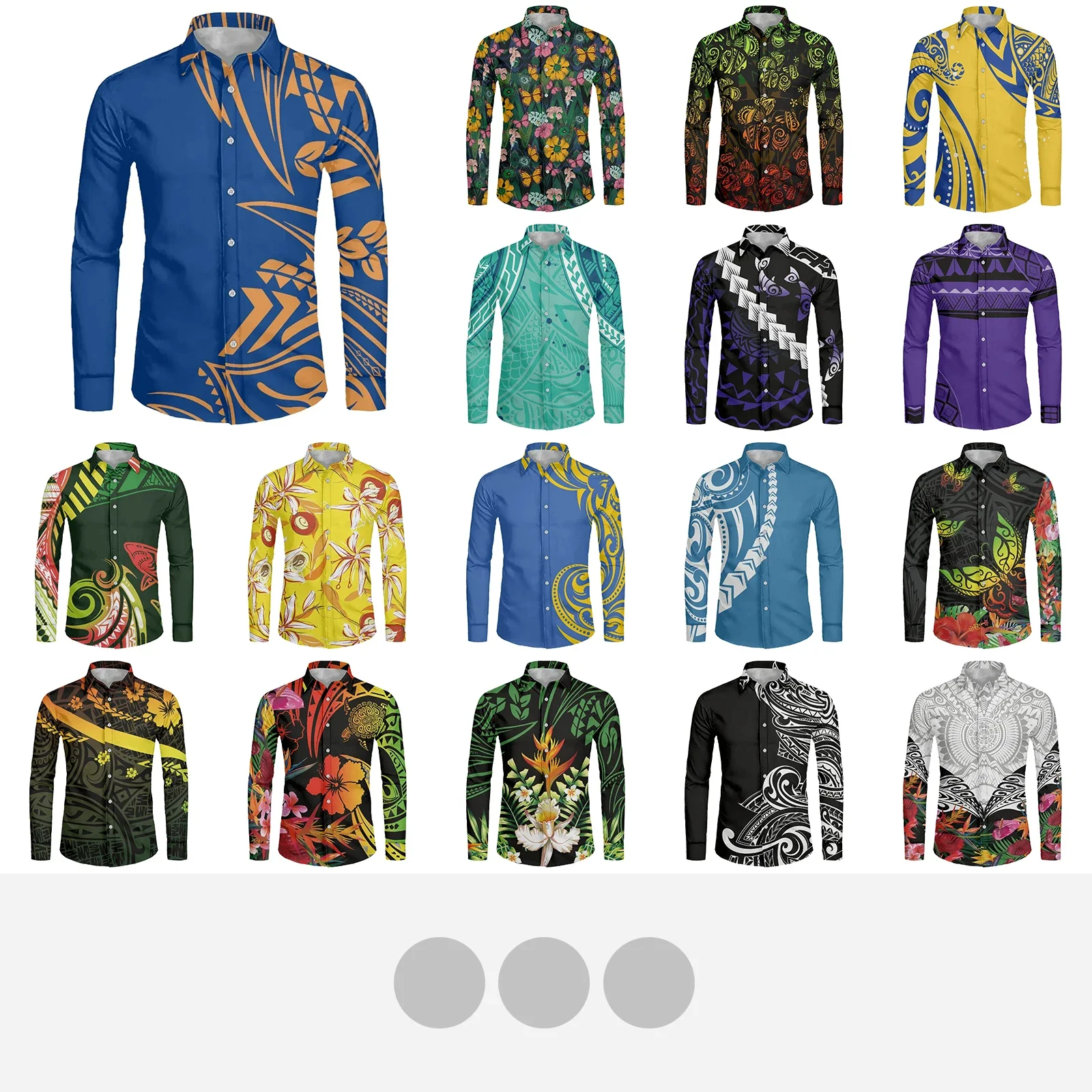 Polynesian Tribal Samoan Totem Tattoo Prints Fashion Long Sleeve Shirts ...