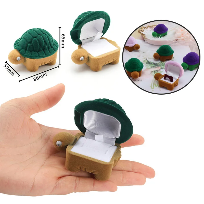 Plastic +flocking Cartoon Cute Ring Box, Turtle-shaped Jewelry Box ...