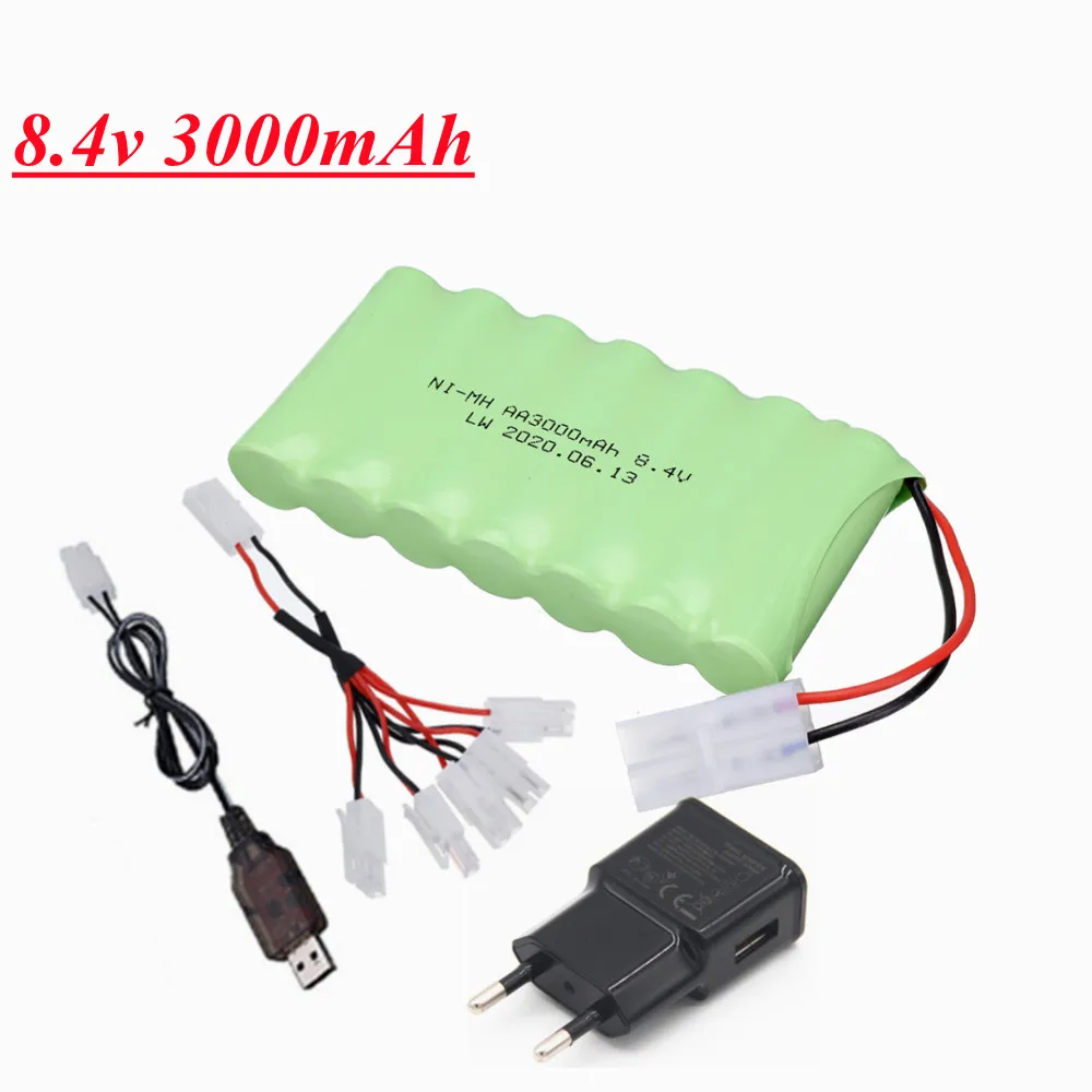8.4V 3000mah rechargeable NI-MH battery For RC toys Car Tanks Trains ...