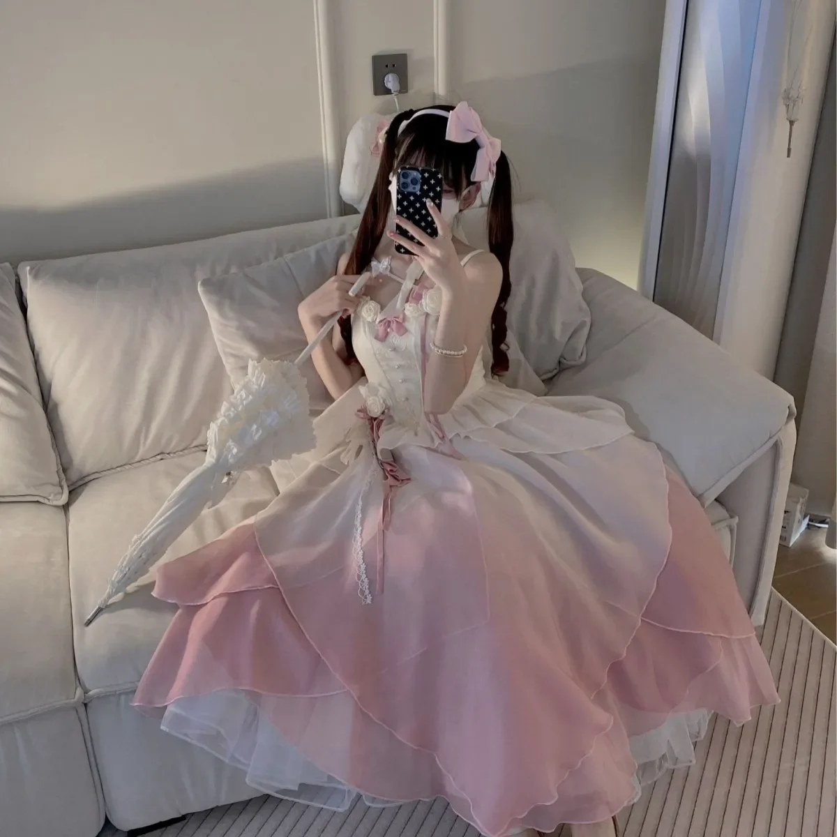 MAGOGO-Fog-Sakura-Pink-Gradient-Fairy-Summer-Long-Party-Princess ...