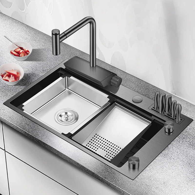 Nano-Black-Step-Kitchen-Sink-SUS-304-Stainless-Steel-4mm-Thickness ...