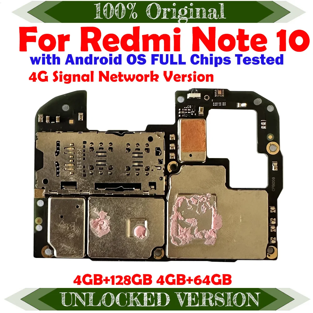 100% Original 4G Version Mainboard For Redmi Note 10 Good Tested Full ...