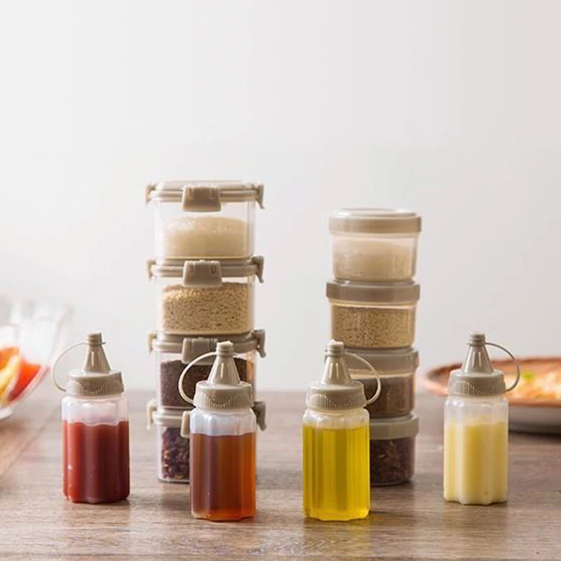 4PCS Outdoor Portable Seasoning Bottles Camping Salad Dressing ...