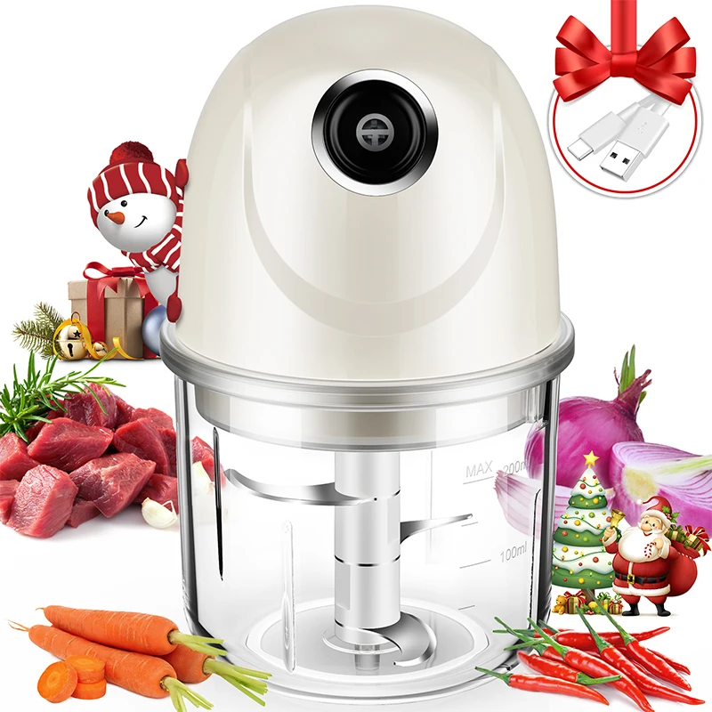 200ML Kitchen Gadgets Food Grade Smart Electric Mini Meat Grinder Onion ...