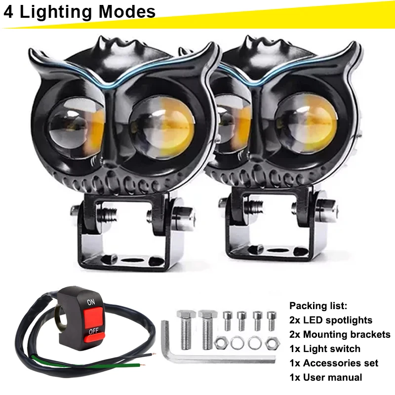 2PCS-8000LM-Auxiliary-LED-With-Control-Switch-Dual-Color-ATV-Scooter ...