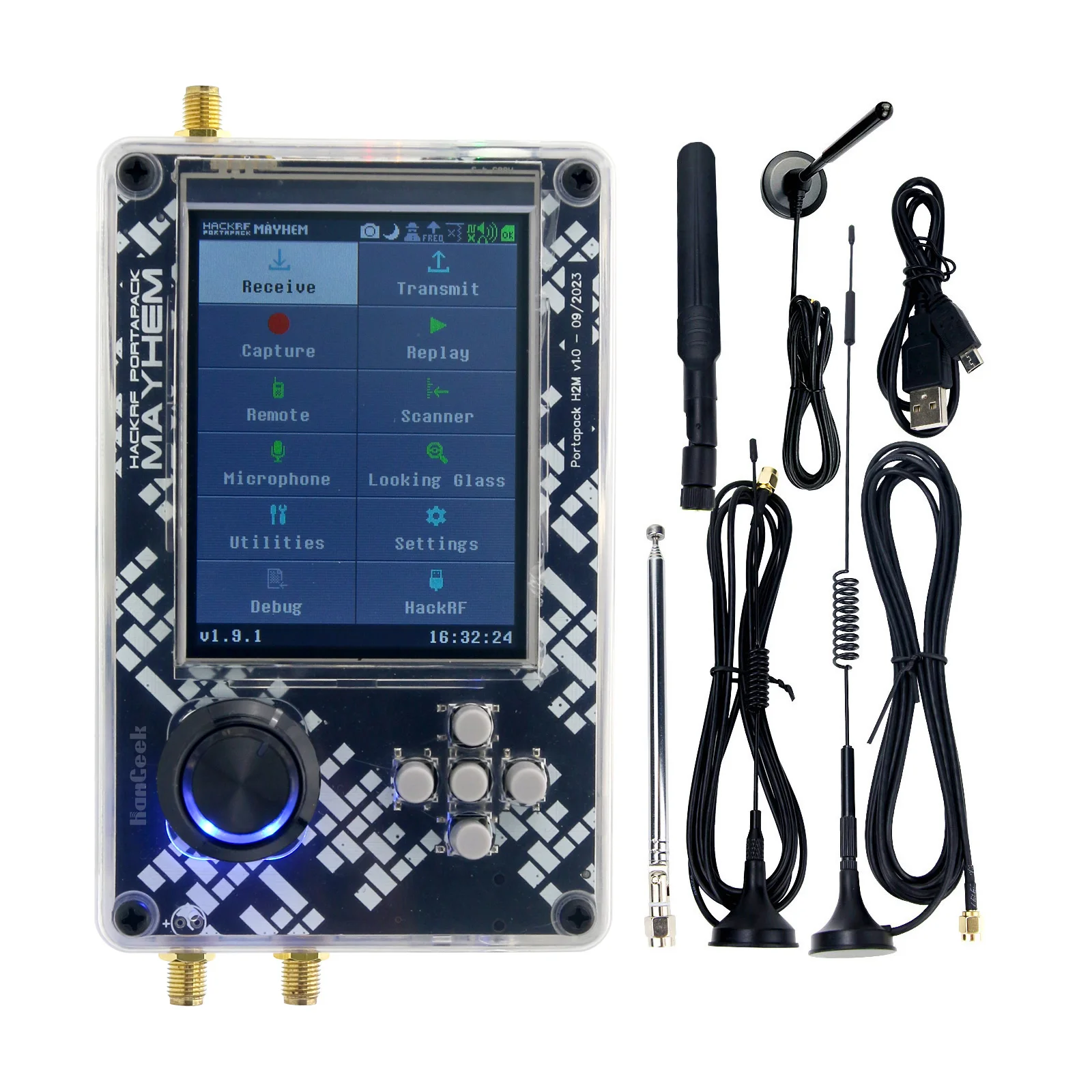 HAMGEEK-PortaPack-HackRF-One-R9-V1-9-1-SDR-Radio-MAX2839-10-00MHZ-TCXO ...