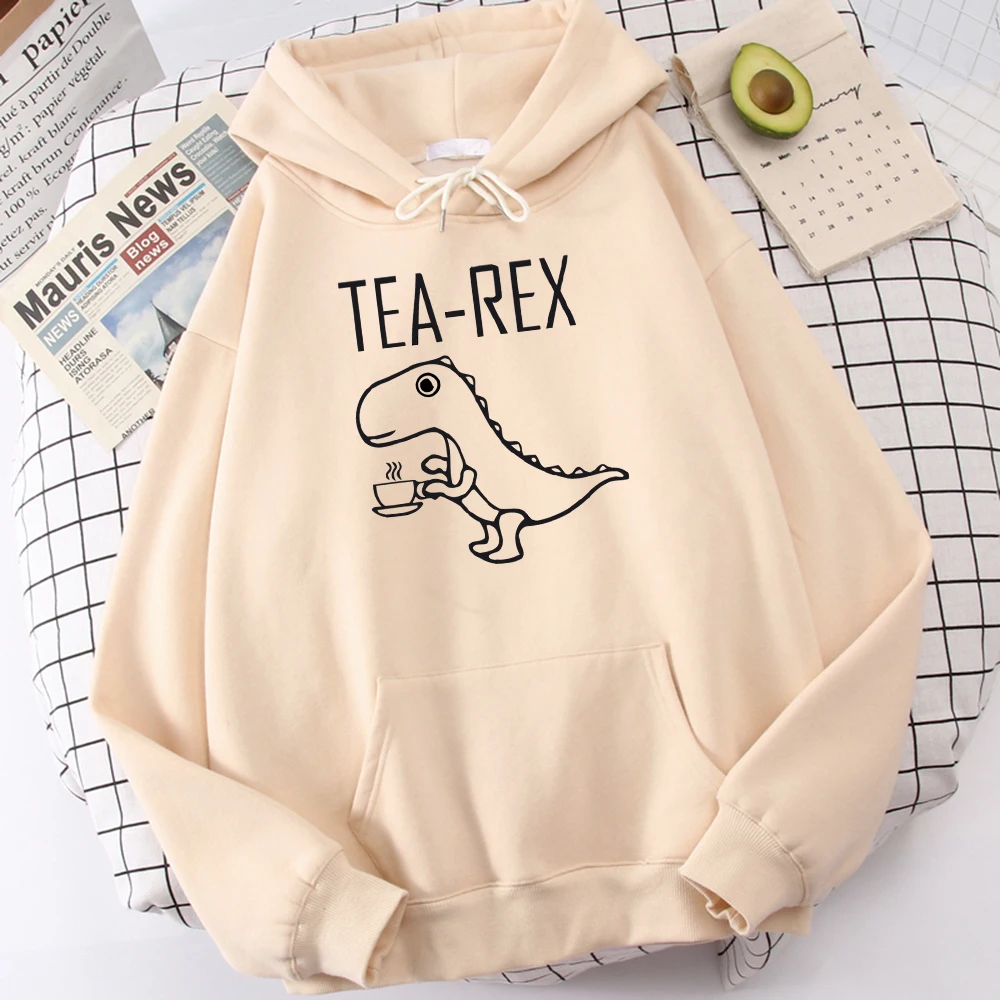 Tea-Rex-Funny-Dinosaur-Drink-Coffee-Print-Hoodies-Mens-Autumn-Oversize ...
