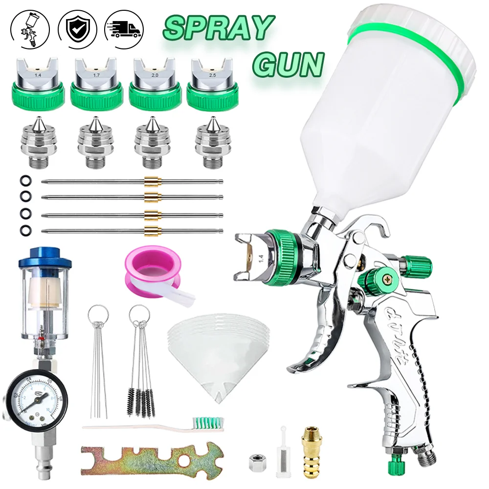 New-HVLP-Professional-Spray-Gun-1-4mm-1-7mm-2-0mm-2-5mm-Home-Cordless ...
