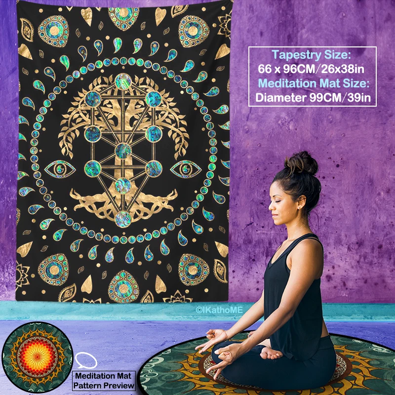 Tapiz Vertical de árbol de la vida Kabbalah, Mandala colgante de pared, decoración Bohemia, tela ...