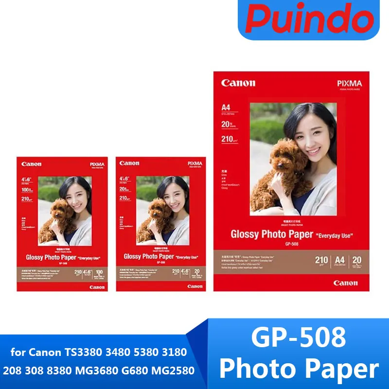 GP-508-Inkjet-Glossy-Photo-Paper-A4-A6-6-inch-4x6-210g-For-Canon-TS3380 ...