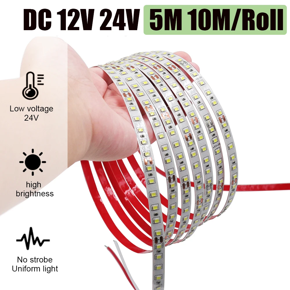 5M-10M-Roll-LED-Strip-DC-12V-24V-SMD-2835-120LEDs-M-White-Warm-White ...