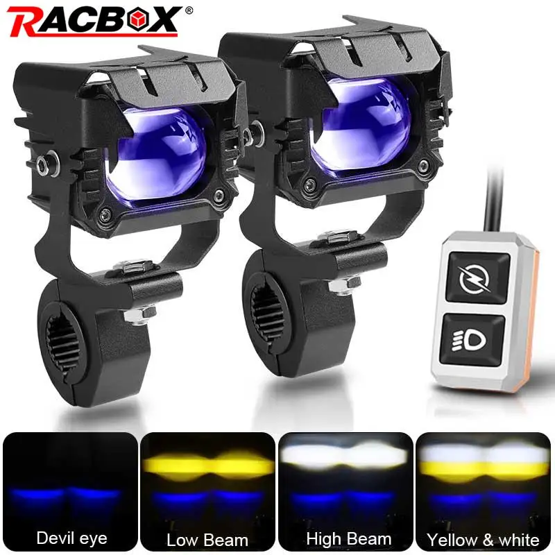 Motorcycle Demon Eye Spotlights 90W Led Auxiliary Spotlight 5000lm High ...