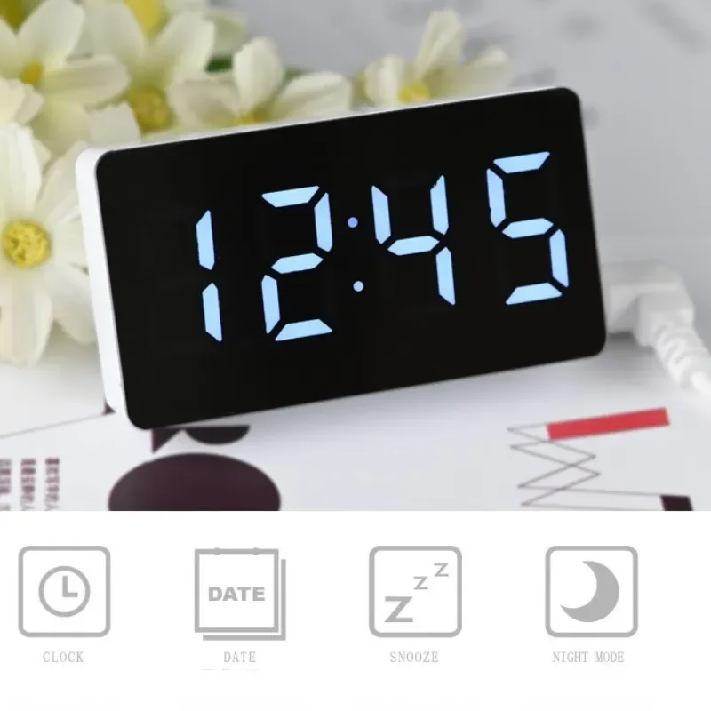 Mirror-Table-Clock-Multifunctional-Digital-Alarm-Snooze-Display-Time ...