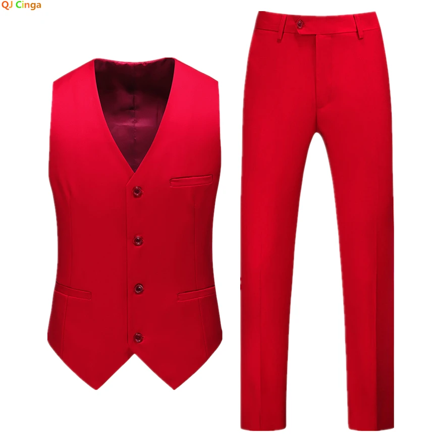 Bright-Red-Men-s-V-Neck-Sleeveless-Vest-with-Pants-Green-Gray-Black ...