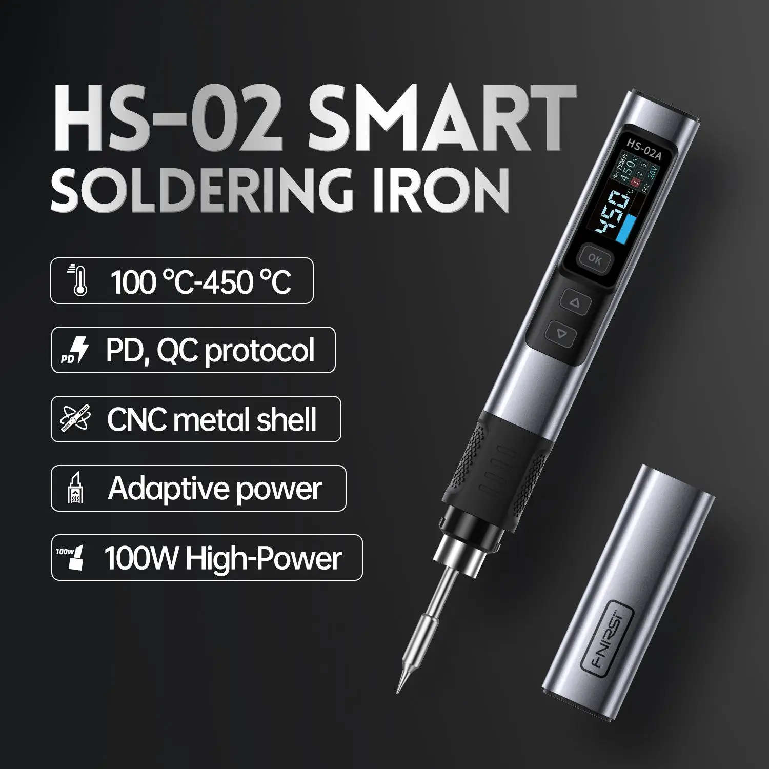 FNIRSI-HS-02-Portable-Soldering-Iron-HS02A-PD-100W-Adjustable-Constant ...