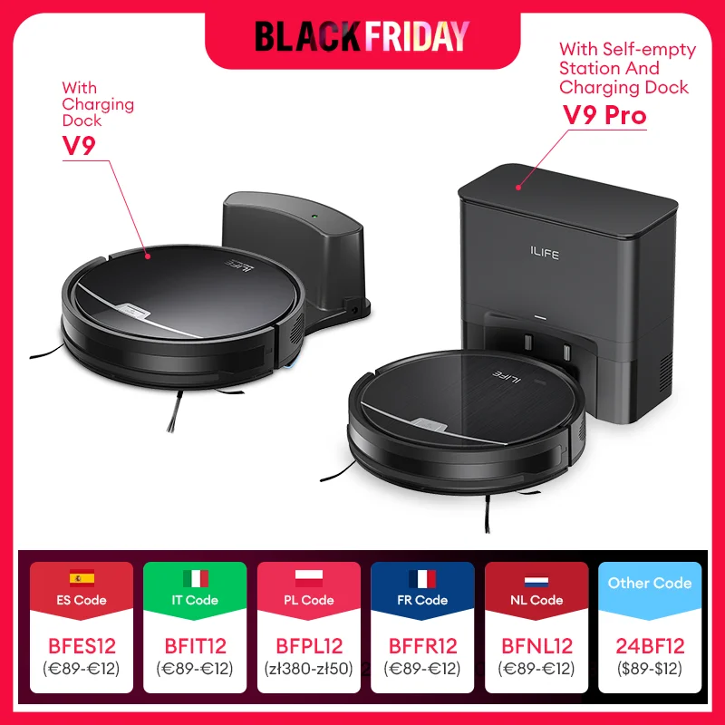 ILIFE-V9-V9Pro-Robot-Vacuum-Self-Emptying-3000Pa-Strong-Suction-Gyro ...