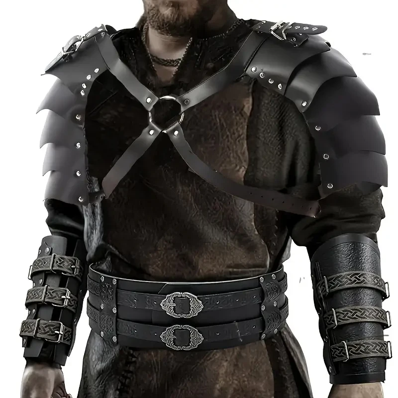 Medieval-Knight-Faux-Leather-Belt-Shoulder-Armor-Men-s-Renaissance ...