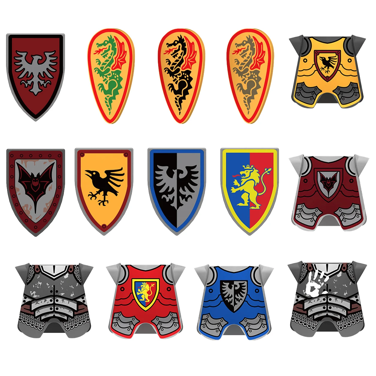 MOC-Medieval-Lion-Armor-Vest-Building-Blocks-Eagle-Shields-Knights-Accessories-Weapons-Bricks ...