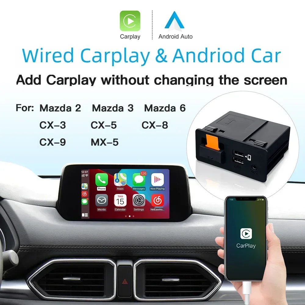 CarPlay Android Auto USB Adapter Hub for Retrofit Mazda 6 Mazda 3 Mazda ...