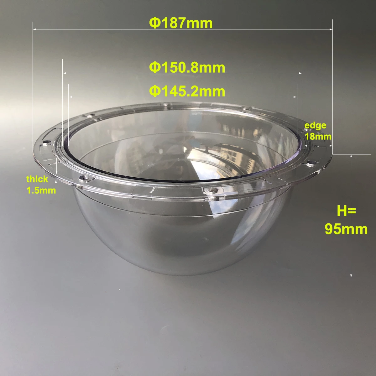5.7 Inch Indoor Outdoor CCTV Replacement Plexiglass PC Hemisphere Clear ...