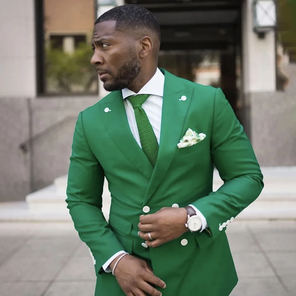 Gorgeou-Green-Suits-For-Mens-Double-Breasted-Formal-Business-Blazer ...