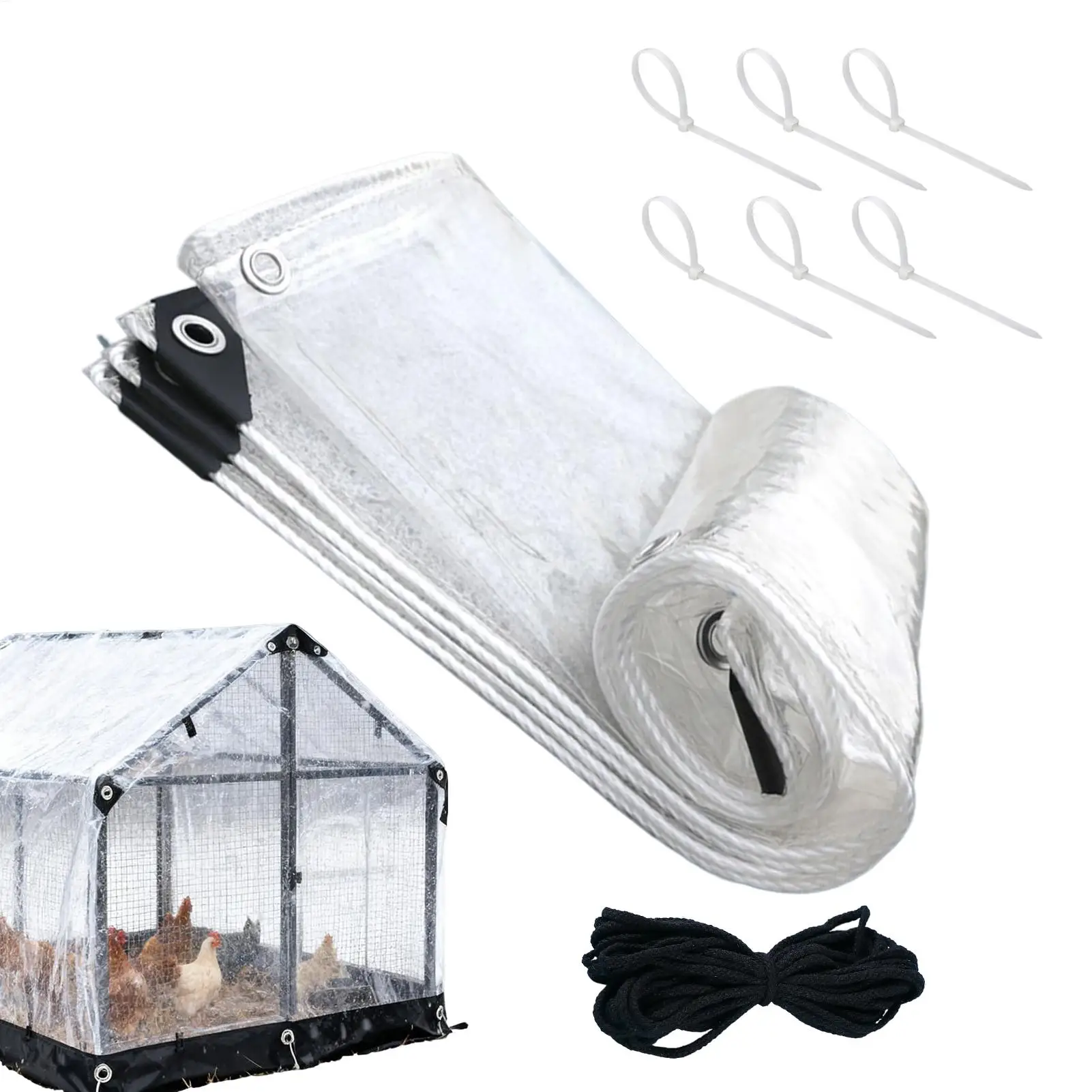 Clear Chicken Coop Cover Waterproof Greenhouse Tarp Poultry Enclosure ...